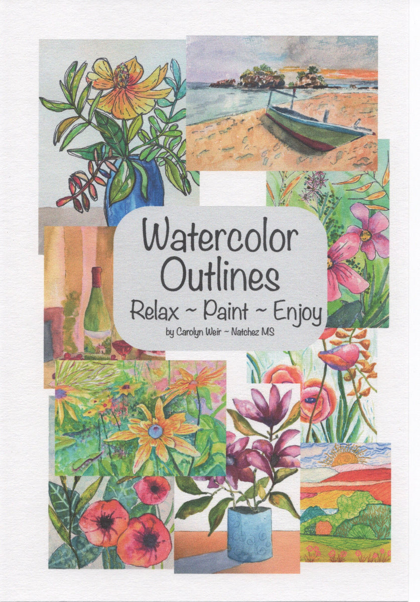 Watercolor outlines 9 lines on 140lb watercolor paper with images pain ...