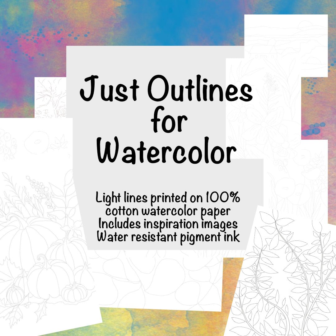 Just Outlines - Outline on 100 percent cotton watercolor paper - set o ...