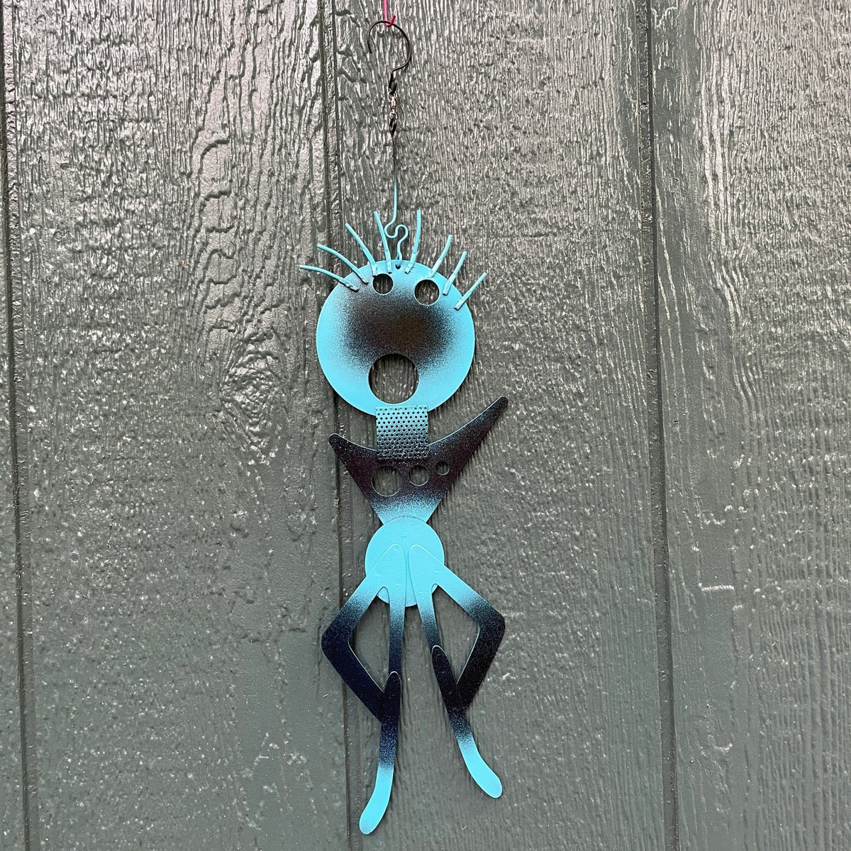 Spirit Singer Outdoor Garden Sculpture - Steel Wind Spinner - Black an ...