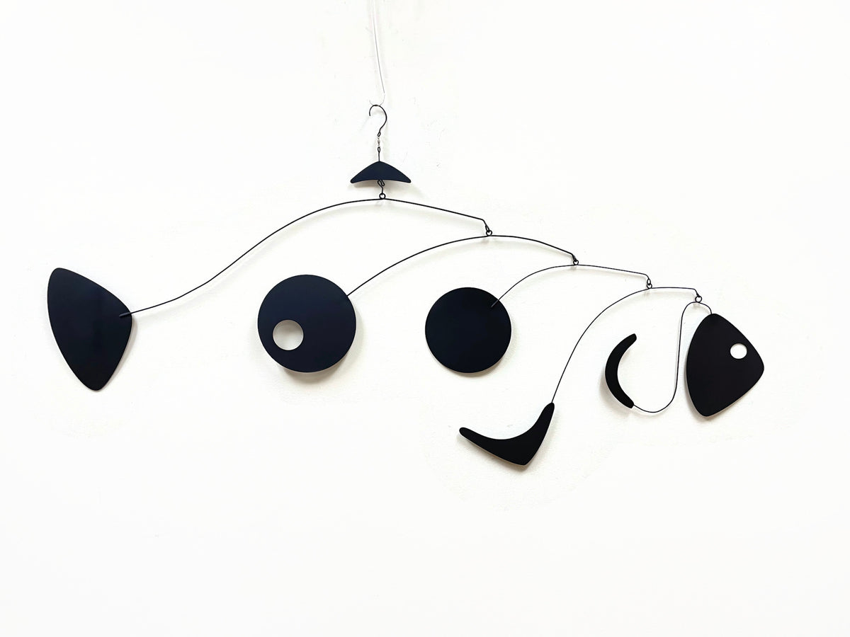 Metal Mobile Steel Large Black Fish Kinetic Art Sculpture Gift Indoor ...