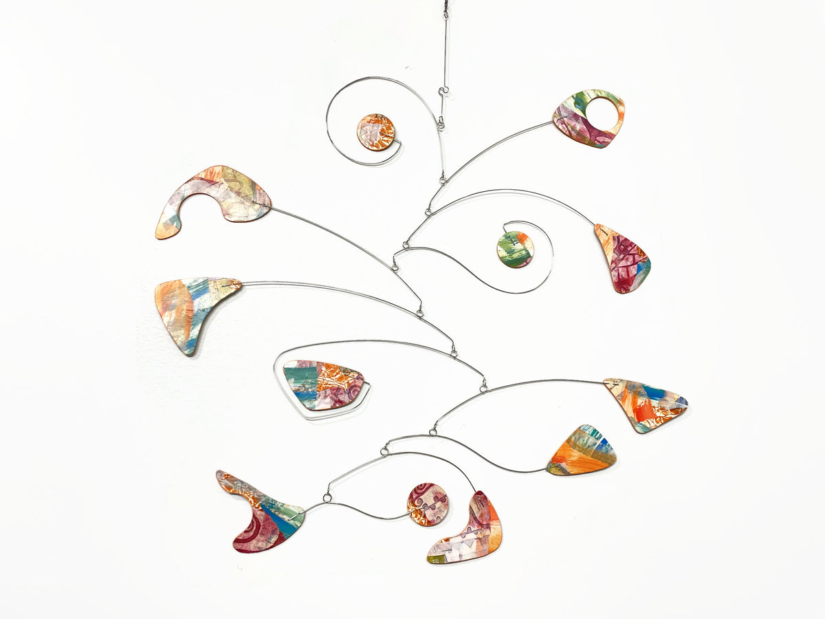 Hanging Mobile Kinetic Art Sculpture Handcrafted One of a Kind Fish Bo ...