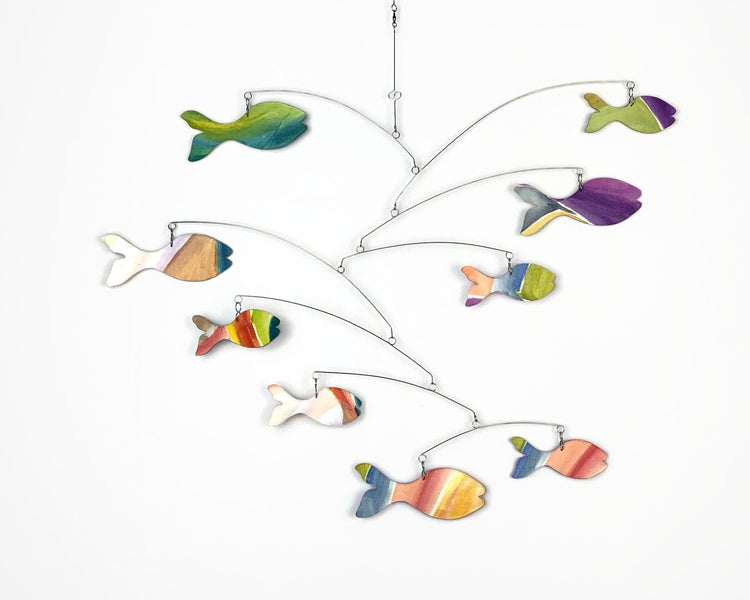 Fish Mobile in Fun Multi Color – Handcrafted Kinetic Mobiles and ...