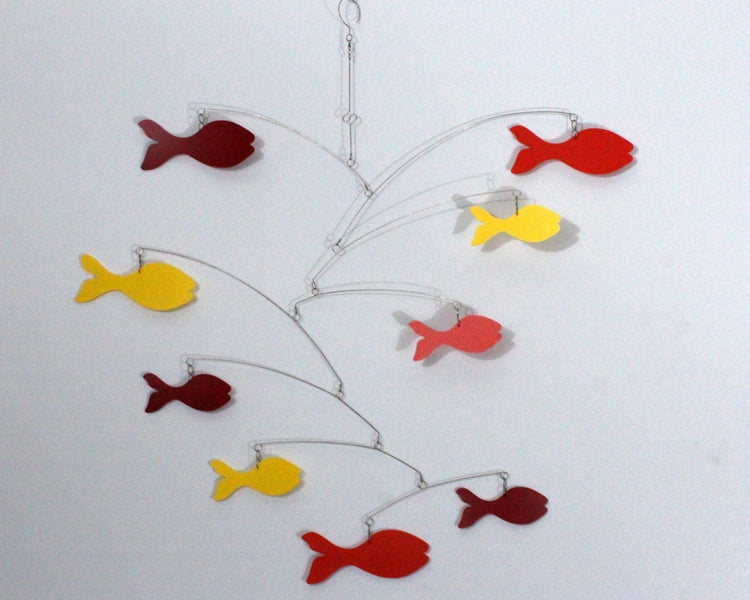 Fish Mobile Kinetic Art with Red Fish – Skysetter Mobiles - Mobile Artist