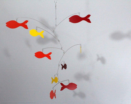 Fish Mobile Kinetic Art with Red Fish – Skysetter Mobiles - Mobile Artist